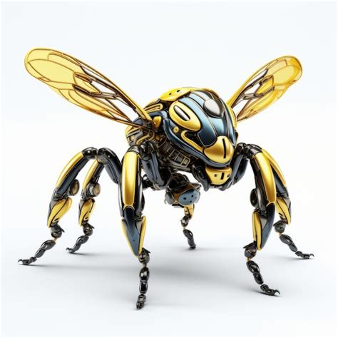 Premium Ai Image Bee Or Wasp Robot Robotic Insect Isolated Over White Background