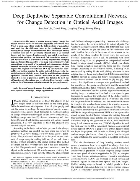 PDF Deep Depthwise Separable Convolutional Network For Change Detection In Optical Aerial Images