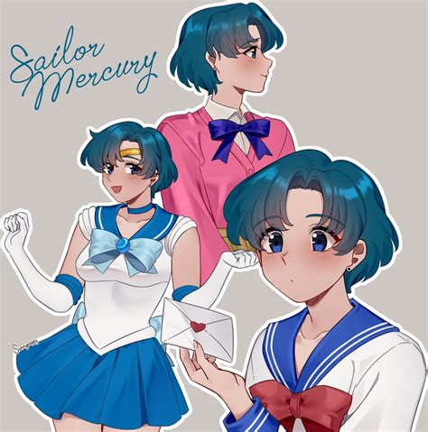 Mizuno Ami And Sailor Mercury Bishoujo Senshi Sailor Moon Drawn By