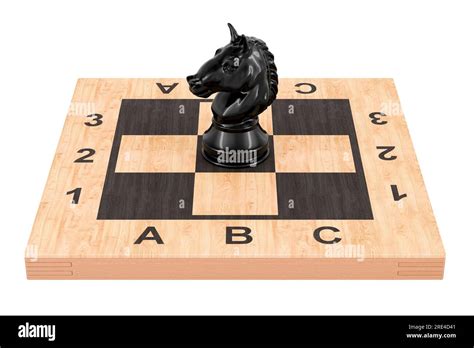 Checkerboard With Knight 3d Rendering Isolated On White Background