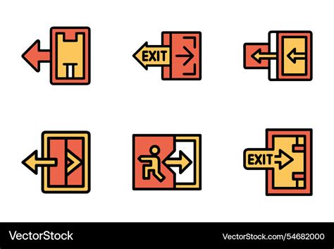 Art Style Exit Icon Bundle Set Design Royalty Free Vector