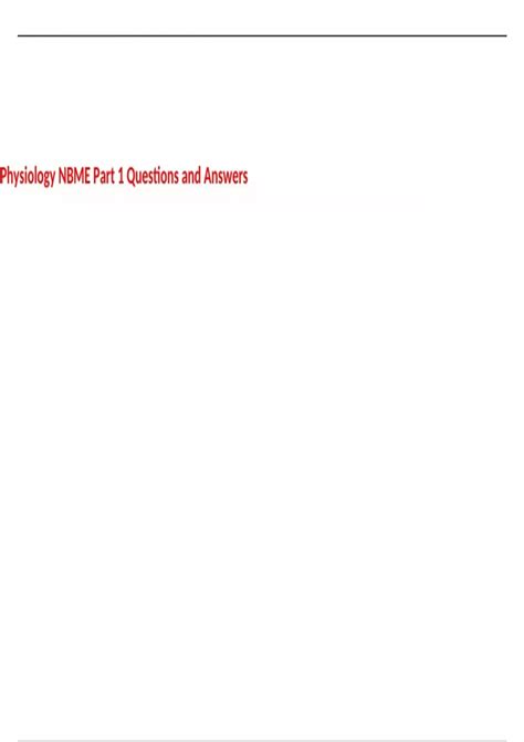 Physiology Nbme Part 1 Questions And Answers Nbme Stuvia Us