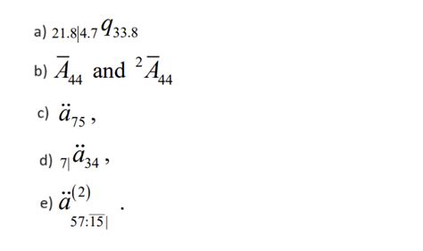 please provide formulas for each of the question in