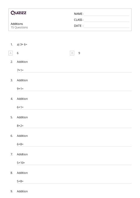 50 Addition Worksheets For 1st Class On Quizizz Free And Printable