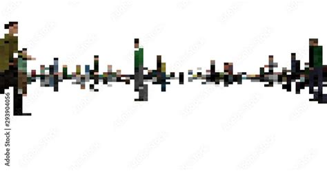City Lifestyle 8 Bit Animation People Walking And Running In Different