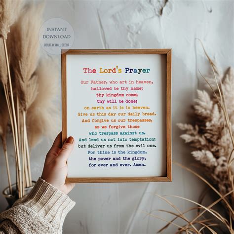 Lords Prayer Wall Art Religious Scripture Bible Verse Wall Art