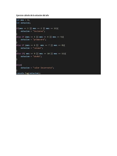 Ejercicio Cálculo De La Estación Del Año Java Script Pdf