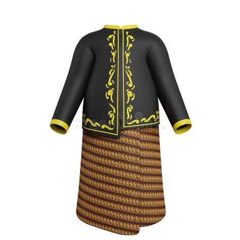Central Java Traditional Male Costume 3d Design Stock Illustration