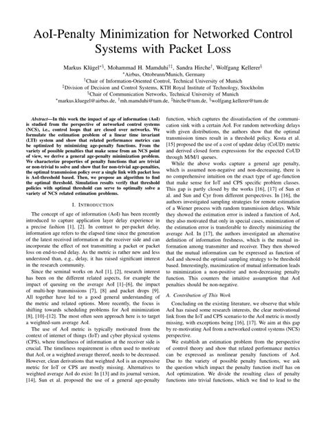 Pdf Aoi Penalty Minimization For Networked Control Systems With Packet Loss