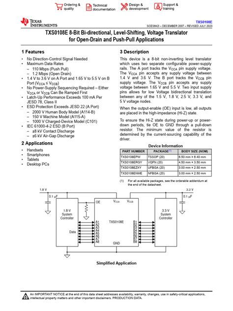 Datasheet Txs0108e Pdf Electrical Circuits Electrical Engineering