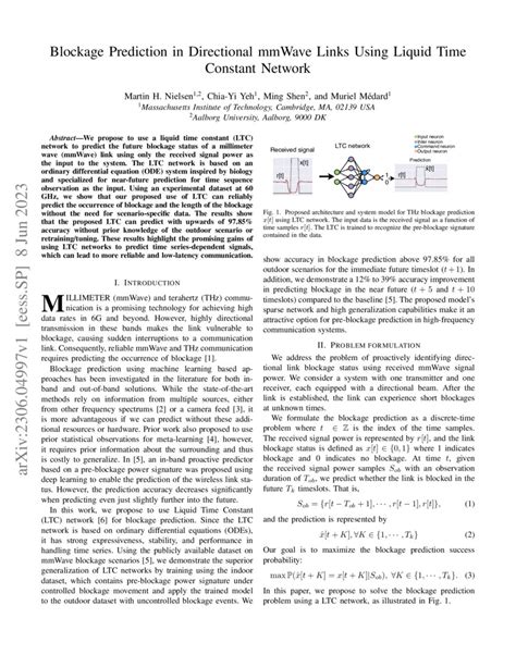 Blockage Prediction In Directional Mmwave Links Using Liquid Time Constant Network Deepai