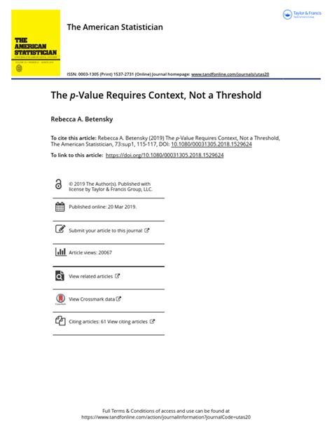 the p value requires context not a threshold pdf p value effect size