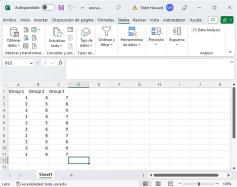 Anova De Un Factor En Excel Dr Matt C Howard