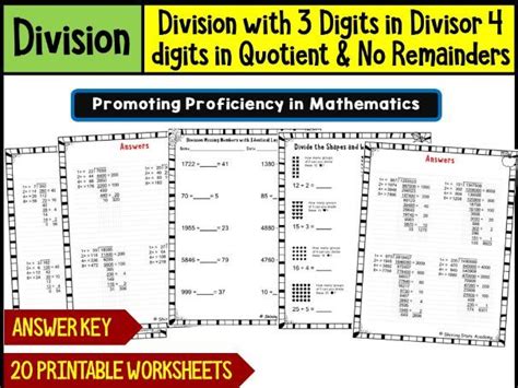 division with 3 digits in divisor 4 digits in quotient and no remainders