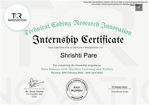 Shrishti Pare On Linkedin Completed Data Science With Machine Learning