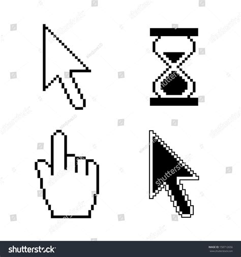 Cursor Set Mouse Hand Arrow Hourglass Stock Vector Royalty Free 158712656 Shutterstock