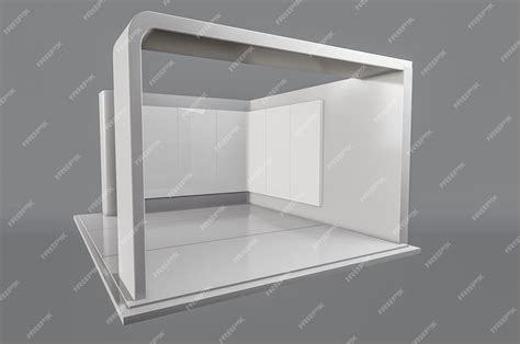목업 디스플레이 디자인을 위한 전시 스탠드빈 부스 디자인소매 부스 3d 일러스트레이션 프리미엄 사진
