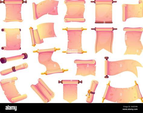 Cartoon Parchment Scrolls Old Paper Scroll Ancient Egypt Papyrus