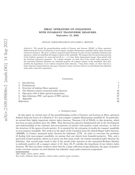 Pdf Dirac Operators On Foliations With Invariant Transverse Measures
