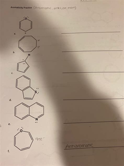 Solved Aromaticity Practice Aromanc Antior Non B S D