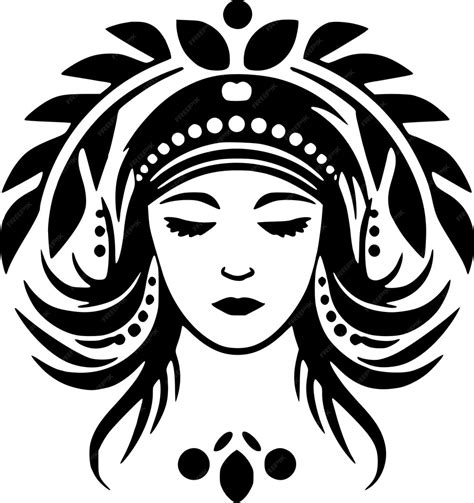Premium Vector Boho Black And White Vector Illustration