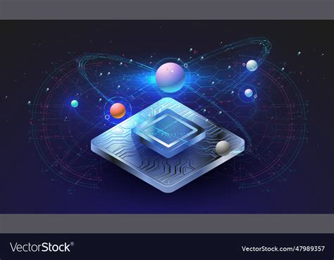 Microchip Processor With Lights Effects Royalty Free Vector