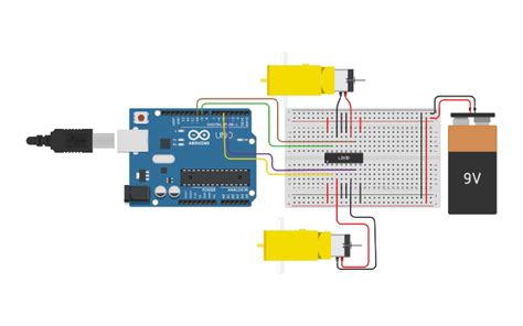 circuit design montaje y programación de motores tinkercad