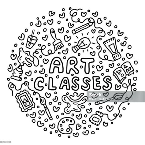 Art Classes Vector Illustration In Doodle Style Stock Illustration