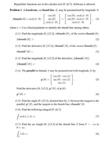 Solved Hyperbolic Functions Are In The Calculus Text