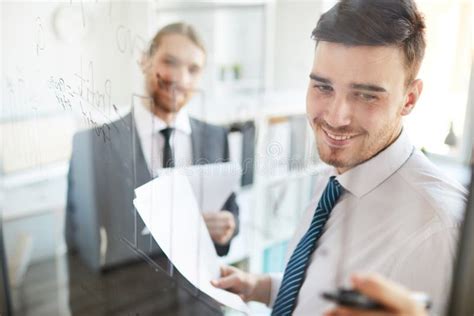 Analyst Pointing At Data On Board Stock Image Image Of Presentation