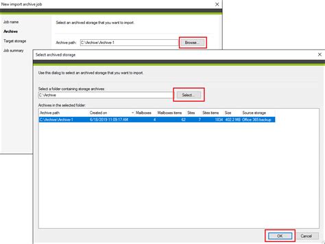 archiving storages and importing archives importing archives