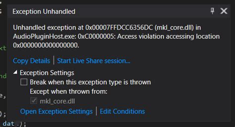 C Vs 2019 Cannot Disable Breaking On Exception When Thrown Stack