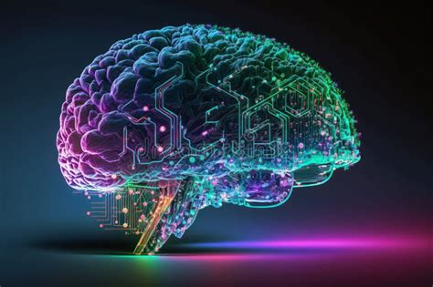 A Human Brain Integrated With Ai Neural Network Showcasing The Fusion