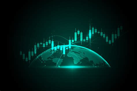 추상적 인 세계 동향 비즈니스 촛불 스틱 그래프 녹색 배경 디자인에 주식 시장 투자 거래 차트 강세 포인트 벡터 일러스트 레이 션 가격에 대한 스톡 벡터 아트 및 기타