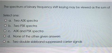Solved The Spectrum Of Binary Frequency Shift Keying May Be Chegg