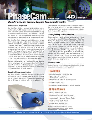 Phasecam 4020 Data Sheet 4d Technology Pdf Catalogs Technical