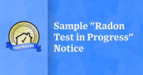 Sample Radon Test In Progress Notice Internachi®
