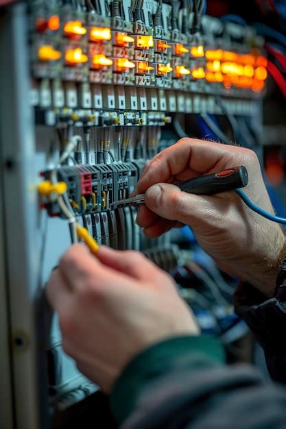 Premium Photo Electrician With Screwdriver Fixing Patch Panel Indoors