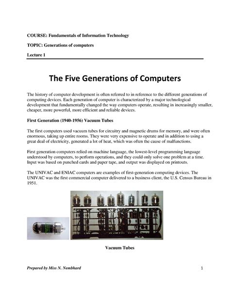 It Lec 1 History Of Computers Course Fundamentals Of Information