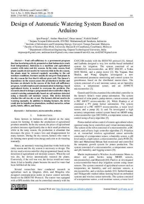 Pdf Design Of Automatic Watering System Based On Arduino