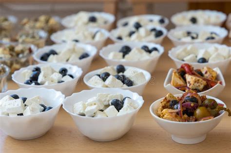 Refreshments On Tables In The Form Of A Banquet Stock Image Image Of