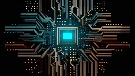 Professional CPU Circuit Composition In Detailed Tech Figure Premium AI Generated Vector