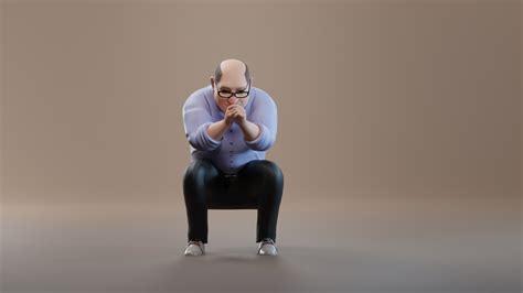 Artstation Pixar Style Uncle Character Rigged Game Assets