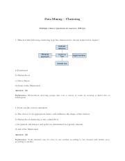 Practise MCQ Data Mininig Clustering Pdf Data Mining Clustering Multiple Choice Questions