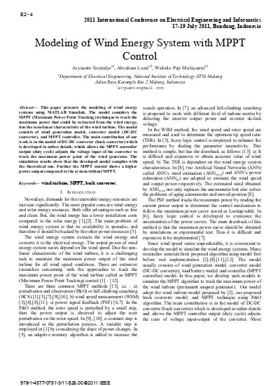 Modeling Of Wind Energy System With Mppt Control