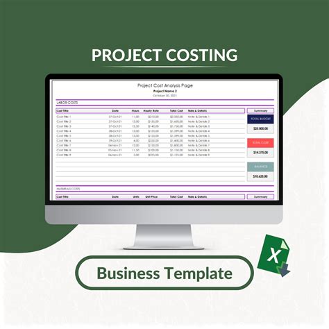 Project Costing Excel Template Project Cost Estimator Excel Costing