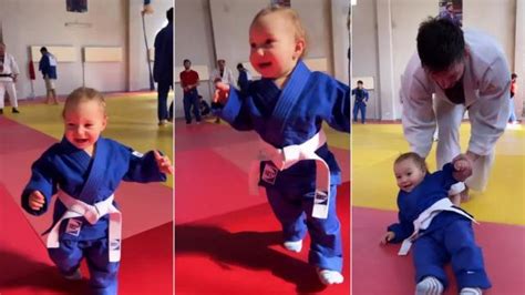 ვიდეო სახალისო კადრები ძიუდოისტ ბექა ღვინიაშვილის ვაჟი მამასთან ერთად ვარჯიშობს