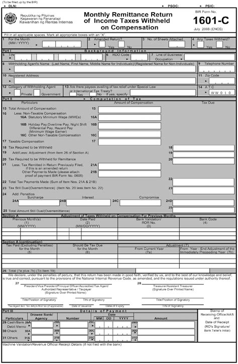 Philippines Bir Form 2316