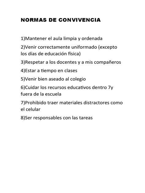 Normas De Convivencia Pdf