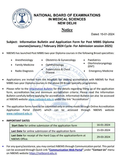 Nainar Hasna On Linkedin Information Bulletin And Application Form For Post Mbbs